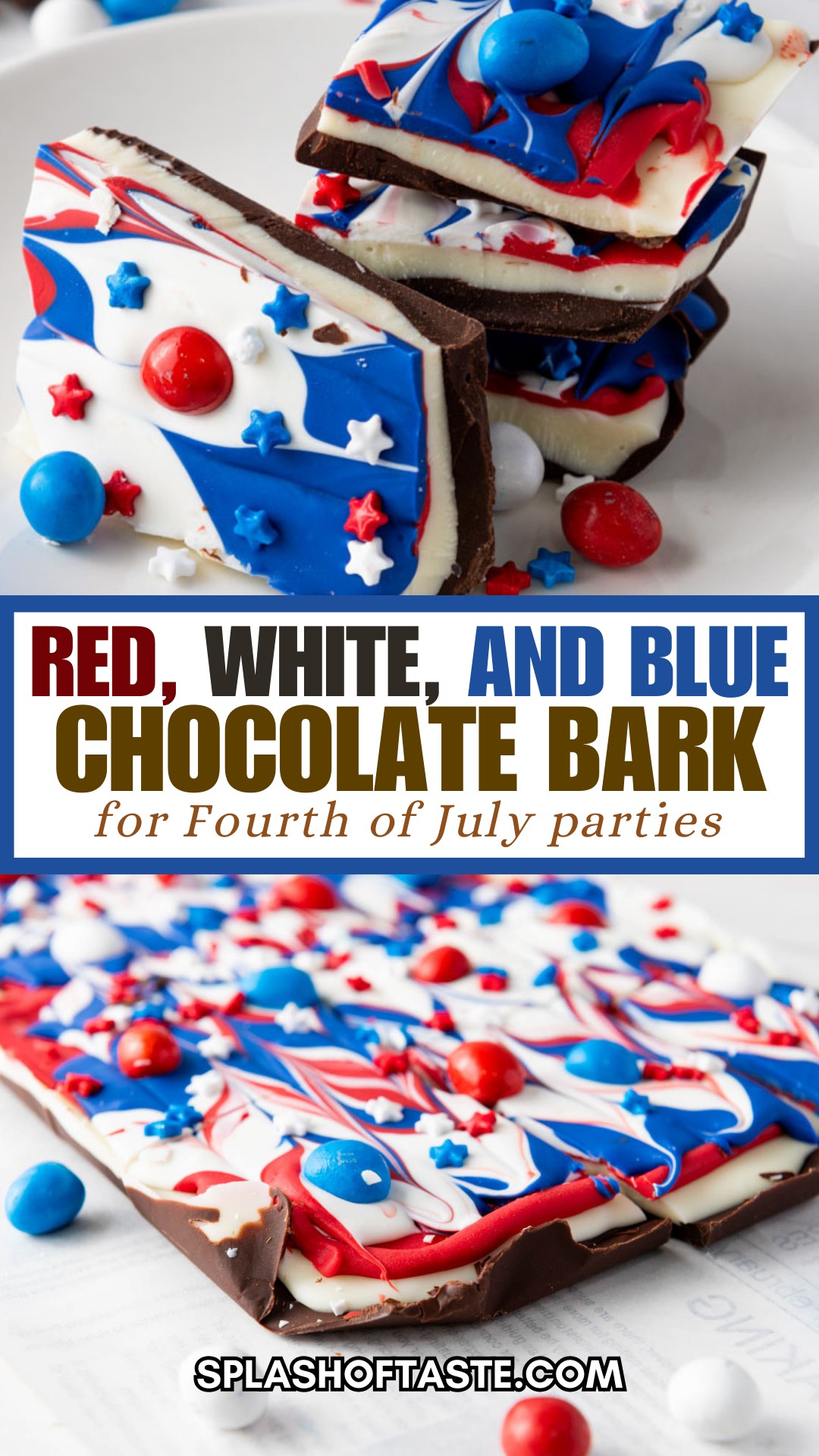 Red, White, and Blue Chocolate Bark Recipe - Splash of Taste