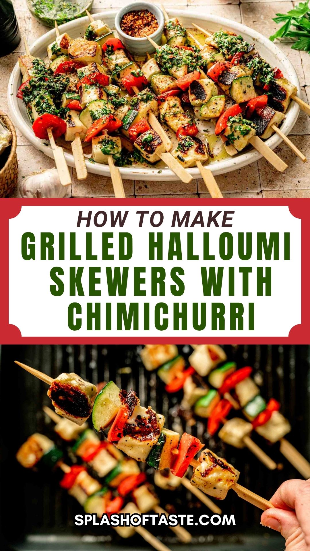 Best Grilled Halloumi Skewers with Chimichurri Recipe - Splash of Taste
